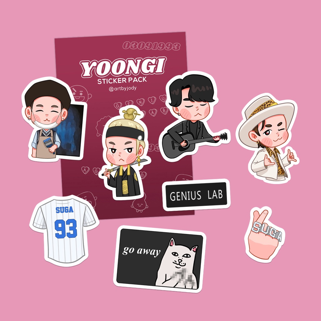 Cute Suga Min Yoongi Chibi Characters Sugacore Laminated Sticker Pack ...