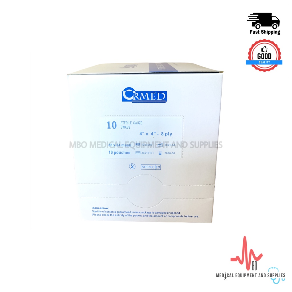 Ormed Sterile Gauze Swabs 10's/pouch - (100pcs/box, 10pouch/box) - 1BOX ...