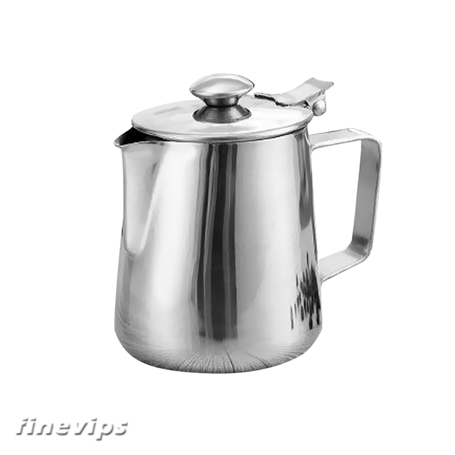 Stainless Steel Coffee Pitcher Craft Latte Milk Jug With Lid | Shopee ...