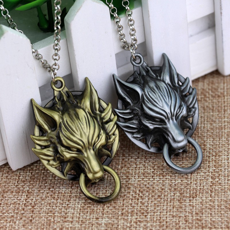 Final Fantasy Wolf Head Necklace Student Non-mainstream Killing Matt ...