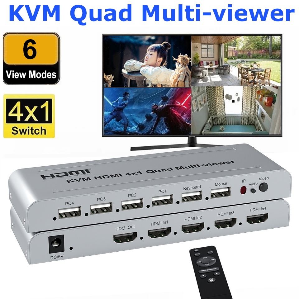 1080P HDMI 4X1 Multi-viewer 4 Channel Video Splitter 4x1 HDMI ...