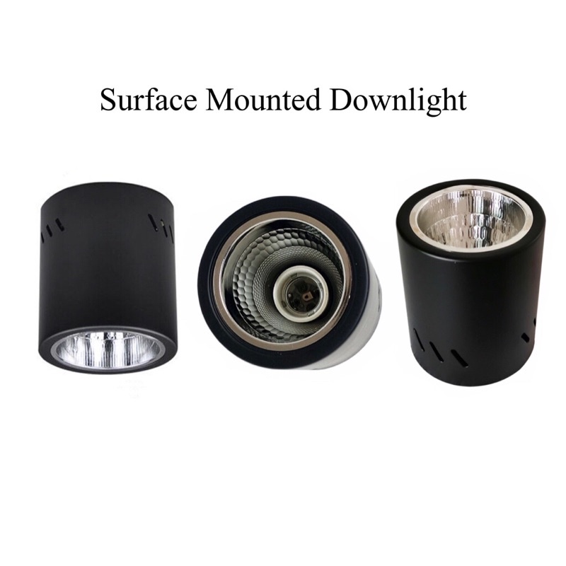 Milo tin Surface Mounted Down light E27 4” 6” Black surface mounted downlight E27 ceiling ...