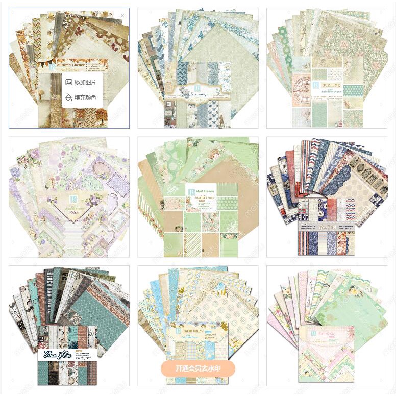 Paper Pack 6"x6" Lace/Garden/Time/Leaves/Flowers 12 sheet Art Background Paper Card Making DIY ...