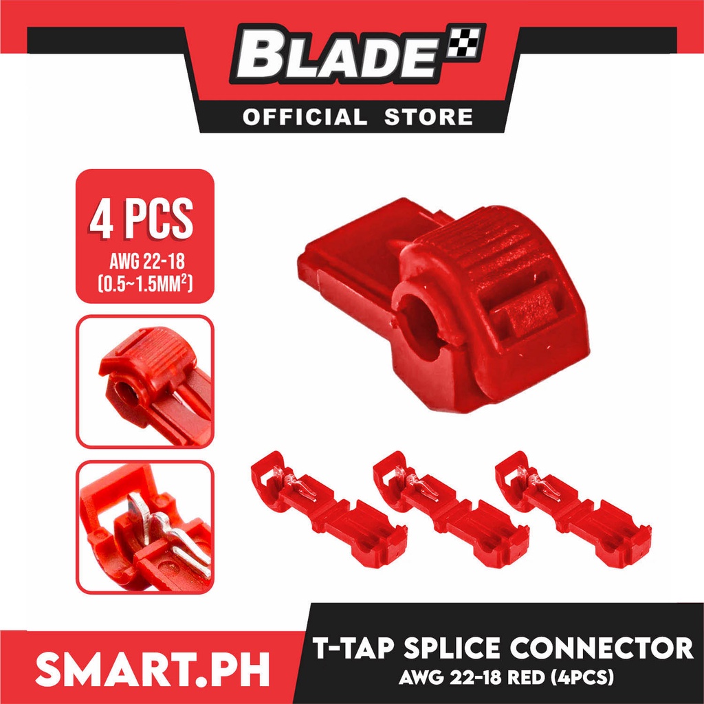 4pcs T-Tap Splice Connector 1.5mm (Red) 22-18 AWG Wire Connectors, Self ...
