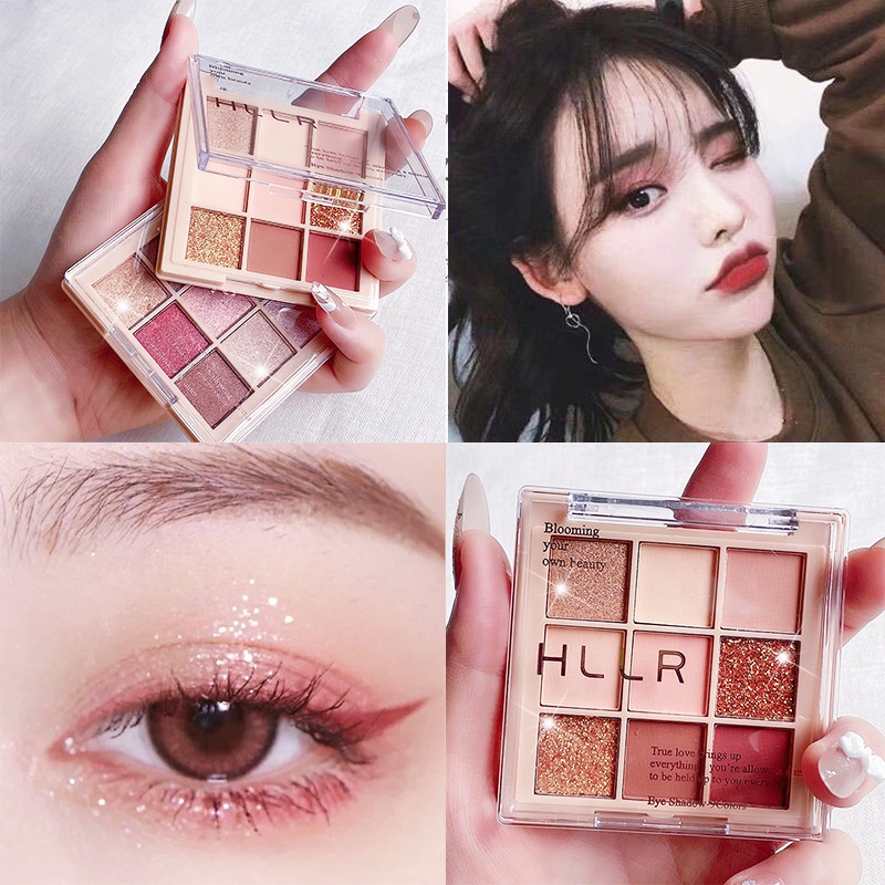 Nine-color eyeshadow palette / palette Jiugong grid glitter / matte ...