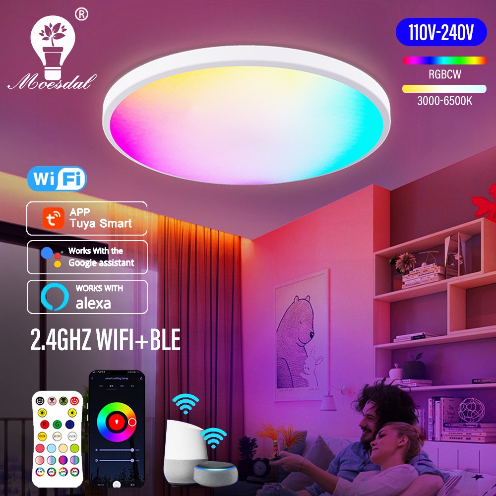 Smart WIFI LED Round Ceiling Light RGBCW Dimmable TUYA APP Compatible ...