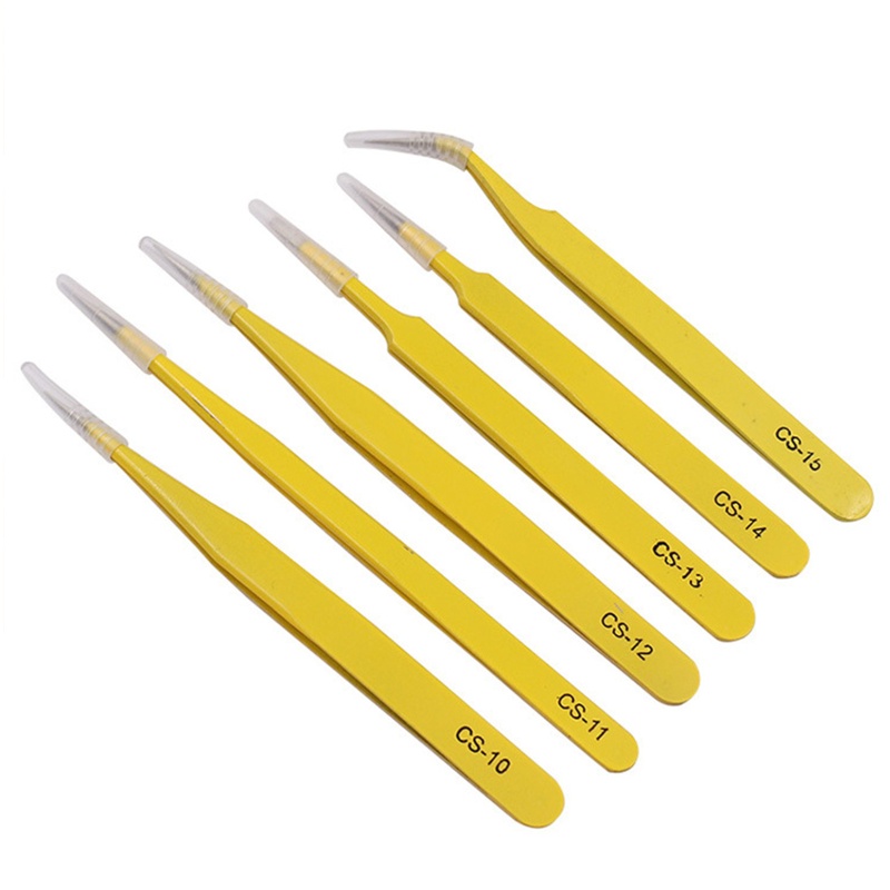 RR Yellow Tweezers Hardness Tweezer Non-Magnetic Stainless Steel ...