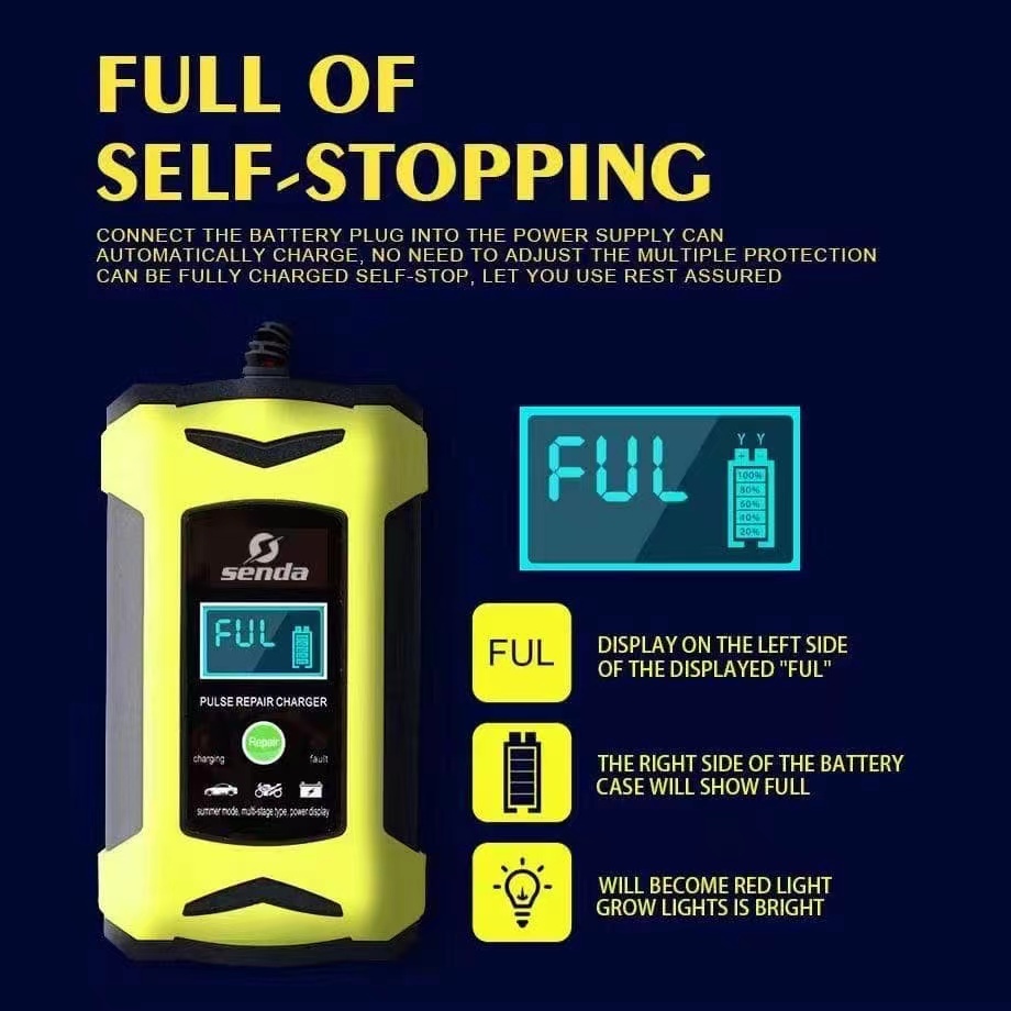 Motor Car Motorcycle Battery Charger 12v 3A Heavy Duty Portable Lead ...