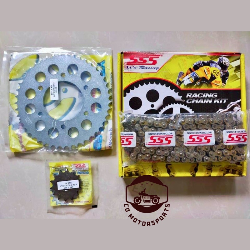 SSS Chain Set for Sniper 150( STEEL SILVER)14-42-428 14-43-428 14-44 ...