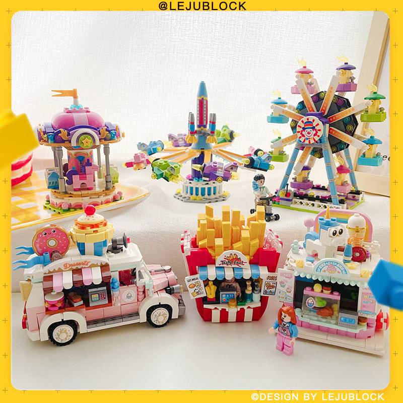 【LEJUBLOCK】 Amusement park building blocks carousel ferris wheel street ...