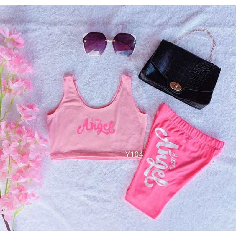 Little Vella Sleeveless Crop Top with Biker Shorts ( 5 Mos -7 Years Old ...