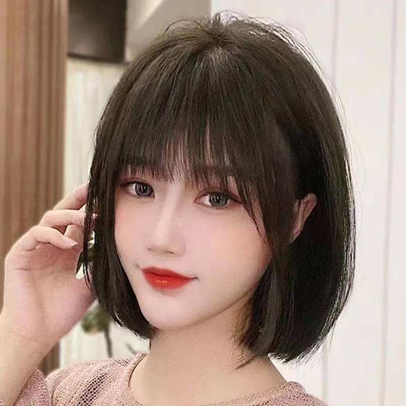 Wig Female Short Hair Bobo Head Styling Cover First Love Girl Round ...