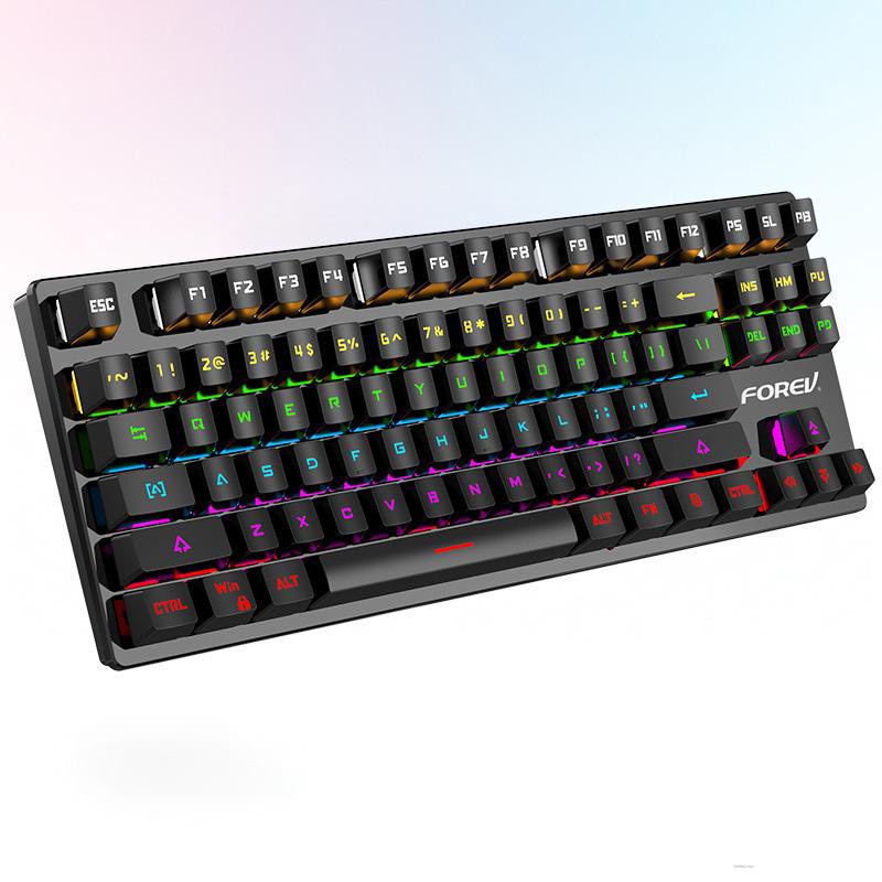 87 keys Wired Mechanical Keyboard Blue Axis Cute Small RGB Backlight ...