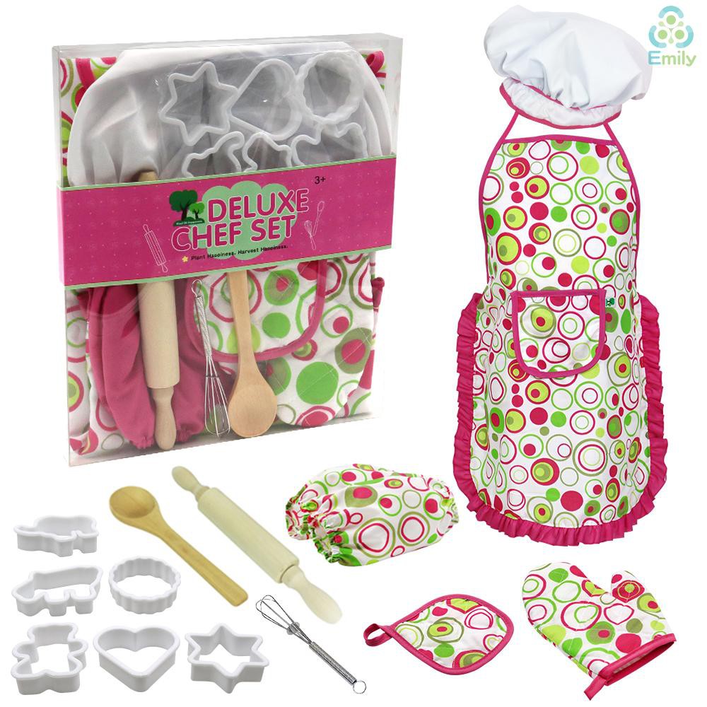 【For Baby】Kids Cooking and Baking Set 15 PCS with Chef Hat Apron Oven ...