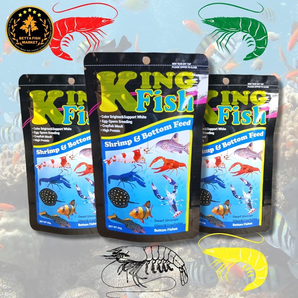 KING FISH Shrimp Food Sinking 60 G & Bottom Feed Good For Aquatic ...