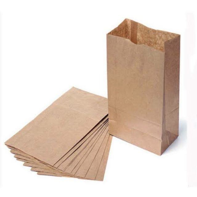 100 Pcs Brown Kraft Paper Bag Small Size Plain Takeaway bag Packaging ...
