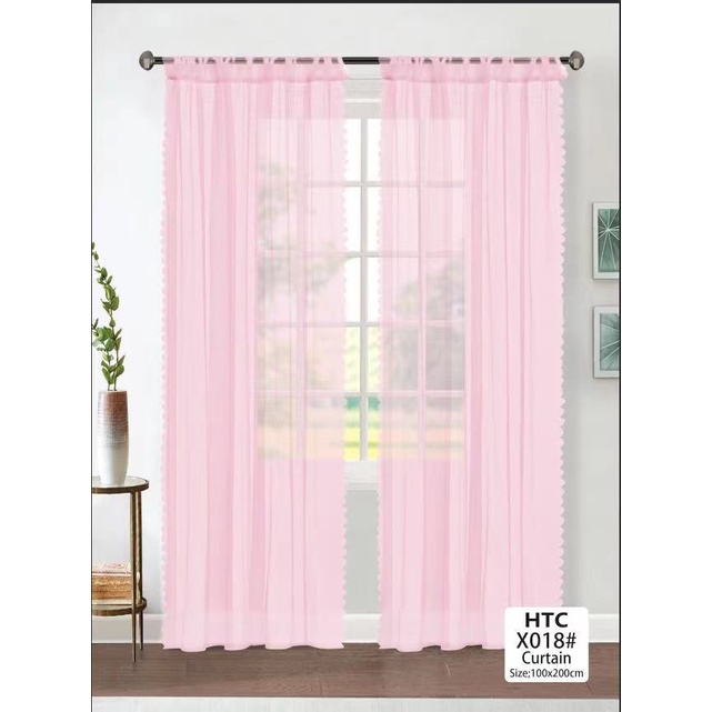 1PCS Green Tulle Screen Door Curtain 100*200 cm Solid Color Home ...