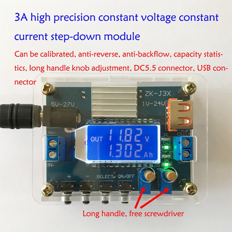 High Precision DC-DC Buck Converter CC CV Step Down Module 1-24V 3A ...