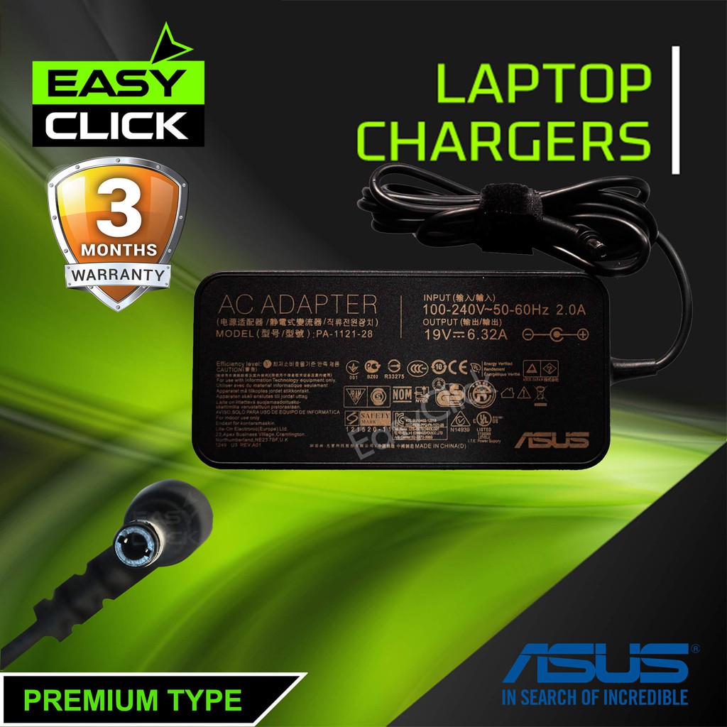 Asus laptop notebook charger 19v, 6.32a 120w PA-1121-28 | Shopee ...