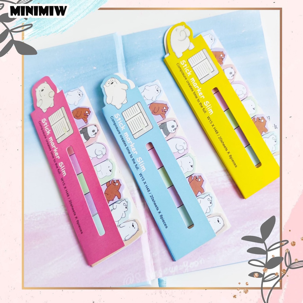 STICKY NOTE SLIM WE BARE BEARS UNIQUE CUTE CHARACTER WBB STATIONERY ...