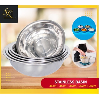 STAINLESS BASIN 34cm | 36cm | 38cm | 40cm | 45cm Multipurpose Basin / Serving basin / Cooking ...