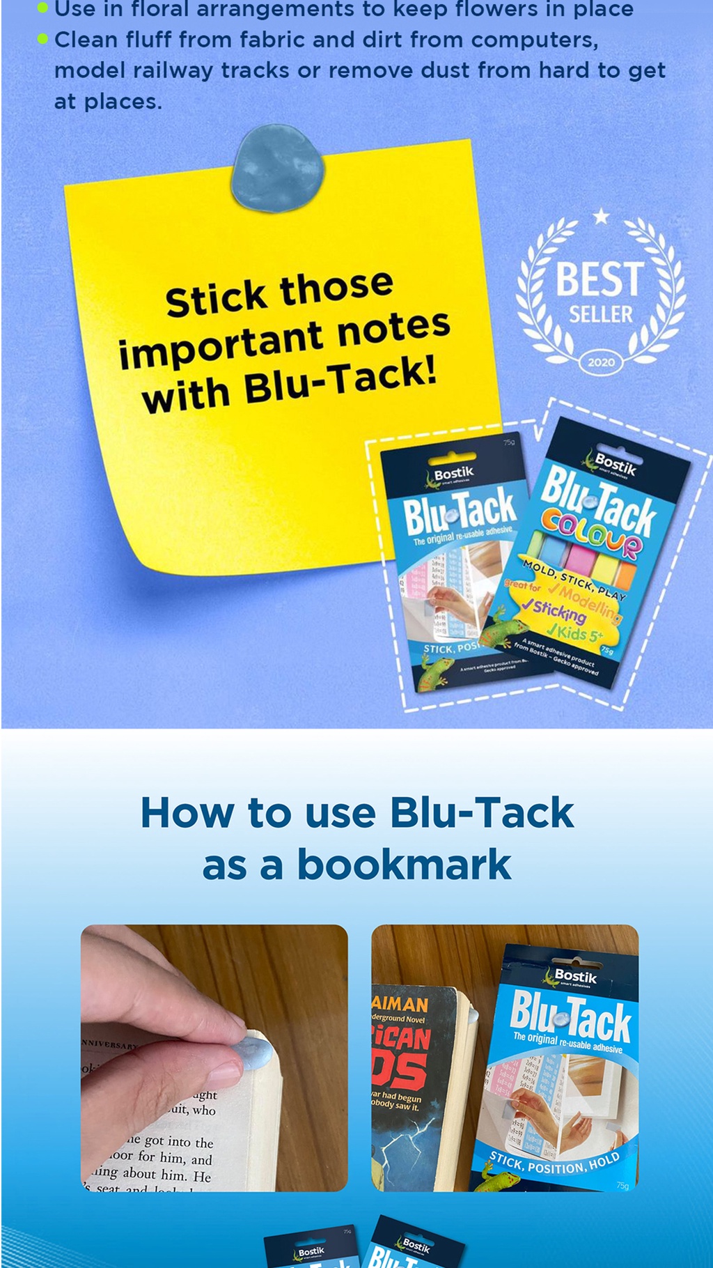 Bostik Blu Tack Colours Multi Purpose Reusable Adhesive 75g Sticks ...