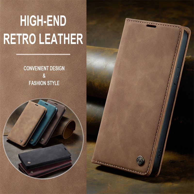 Casing For iPhone 14 15 Pro Max Plus CaseMe Flip Leather Case Auto ...