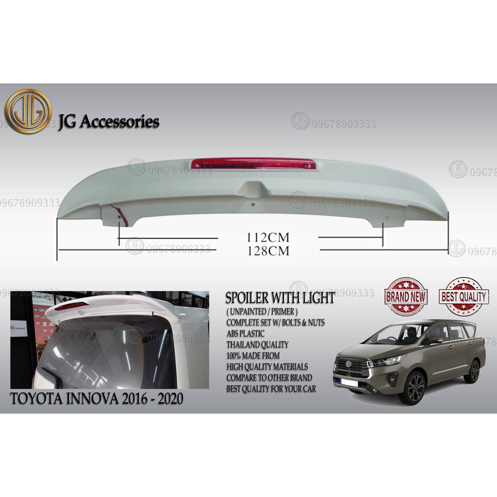 TOYOTA INNOVA 2016 - 2020 REAR SPOILER WING UNPAINTED TRD STYLE WITH ...