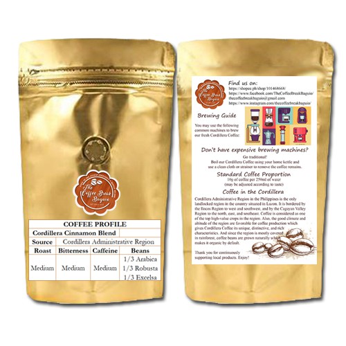 Cordillera Cinnamon Blend Medium Roast Coffee Brewed Coffee Beans ...