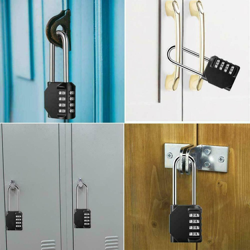 New Waterproof Padlock With Extra Long Shackle Loop 4 Digit Combination ...