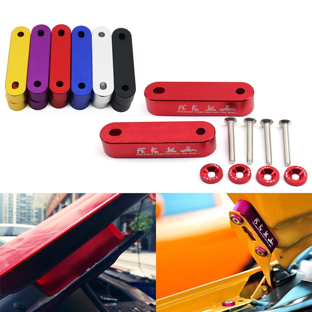 Password JDM Billet Aluminum Hood Risers with 4pcs Fender Washers For ...