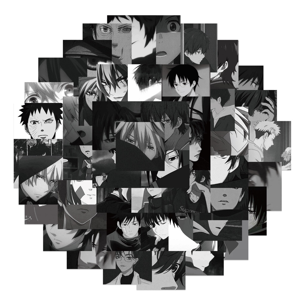 56Pcs/Pack Retro Black and White Anime Boys Graffiti Waterproof DIY ...