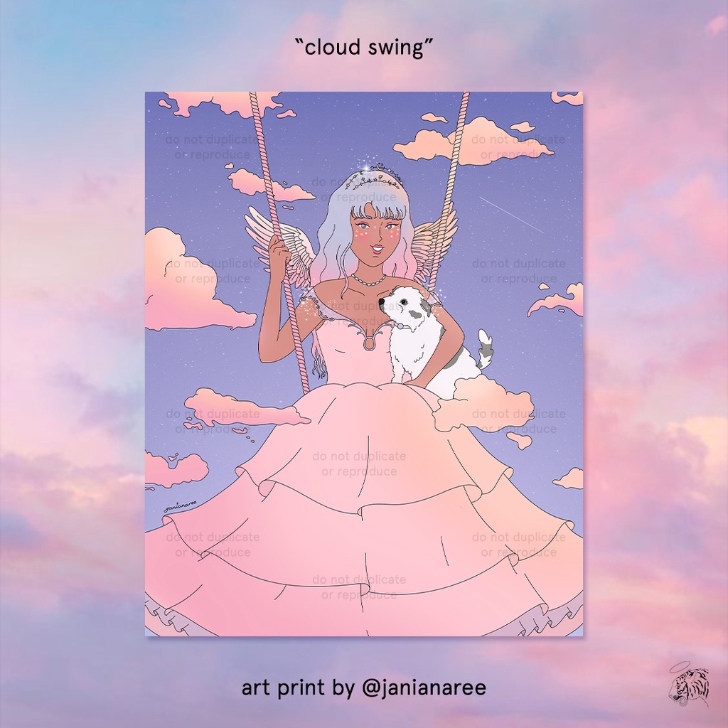 Cloud Swing Art Print (Tags: deco bujo aesthetic original poster ...
