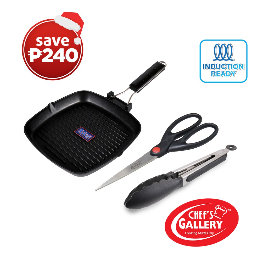 Chef's Gallery Samgyeopsal Bundle (Square Grill Pan 24cm, Kitchen ...