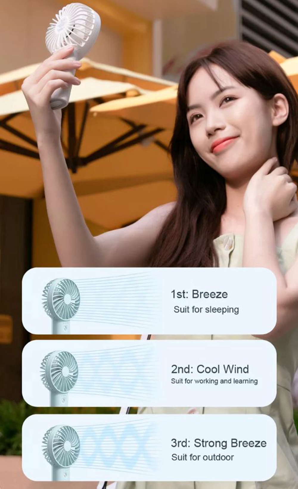 Yoobao F3 Fortable mini Rechargeable Handheld Mini Fan 3 Speeds Strong ...
