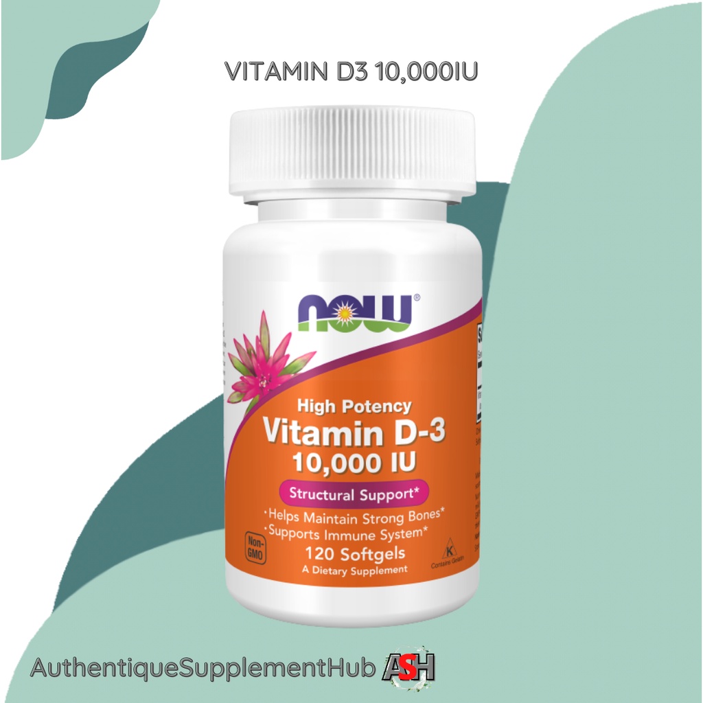 NOW Supplements High Potency Vitamin D3 10000 IU 120 Softgels | Shopee Philippines