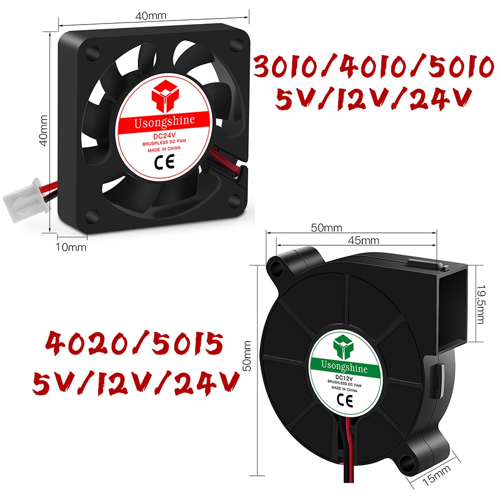 5015/4010/4020 12V&24V Cooling Turbo Fan Brushless 3D Printer Parts 2Pin For Extruder DC Cooler ...