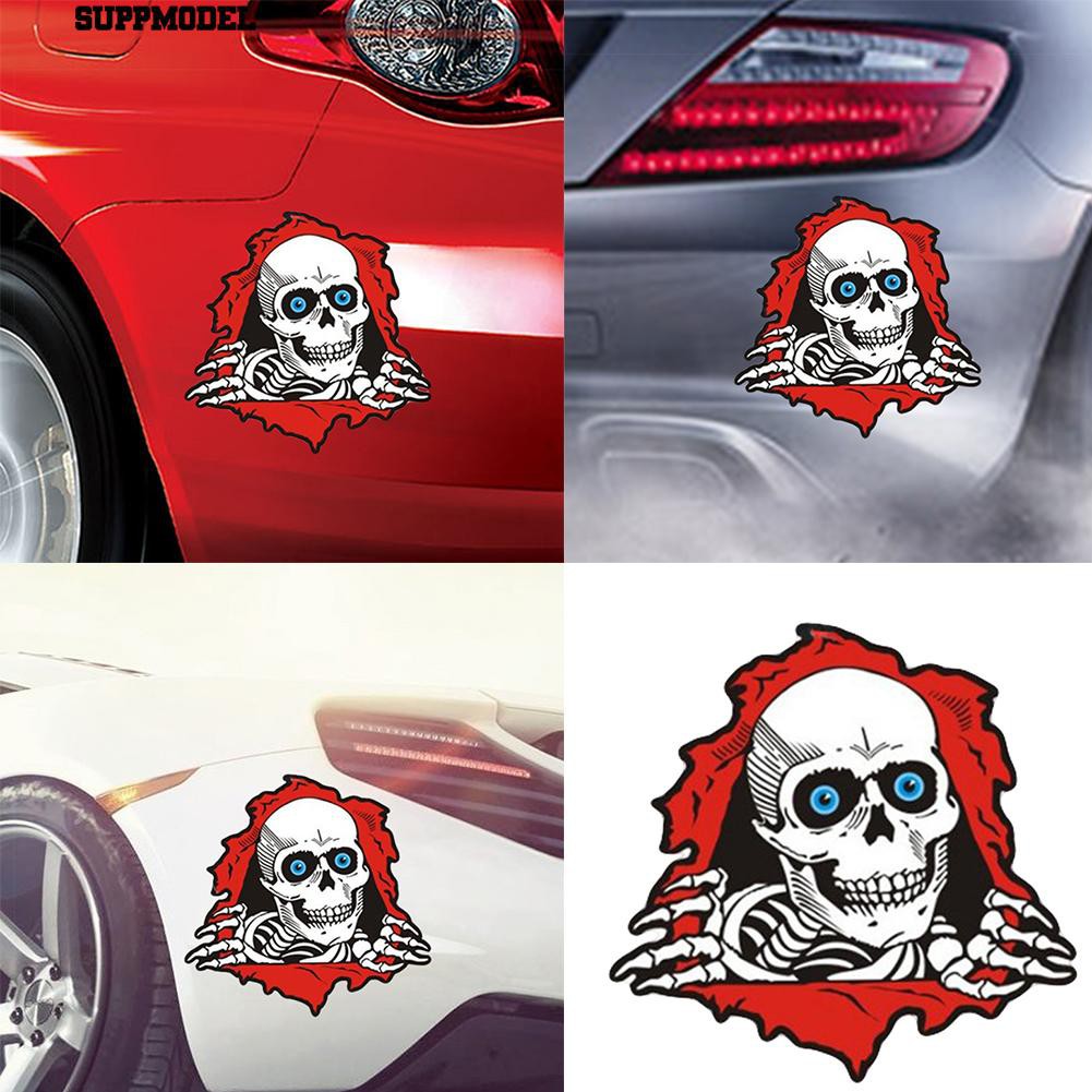 ⏲3D Cool Skull Peeping Pattern Night Reflective PET Sticker Decal Car ...