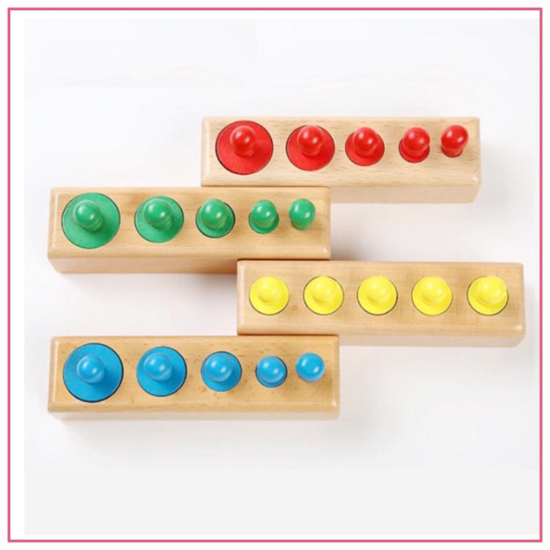Montessori Wooden Toy Montessori Cylinder Wooden Blocks with Pacifier ...
