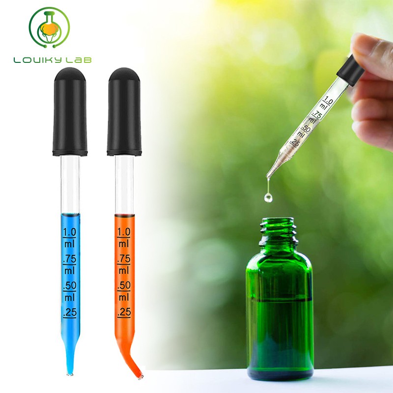 1ml Glass Graduated Dropper Straight/Elbow Measuring Pipette Essential ...