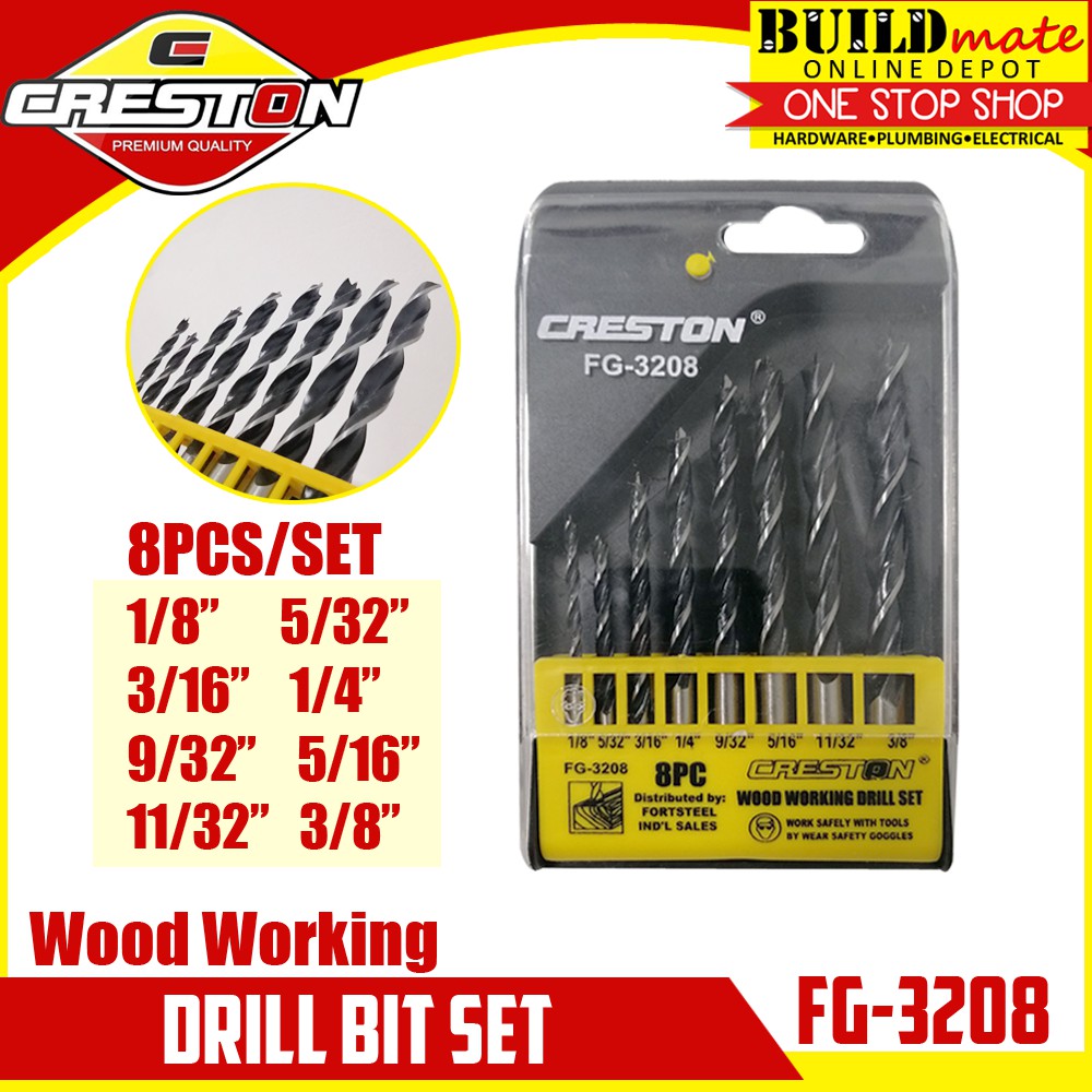 CRESTON Wood Working Drill Bit 8PCS/SET FG-3208 •BUILDMATE• | Shopee ...