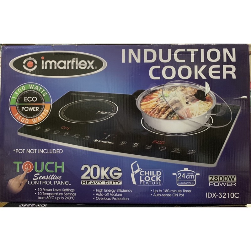 Imarflex IDX-3210C Twin Burner Induction Cooker IDX3210C twin burner ...