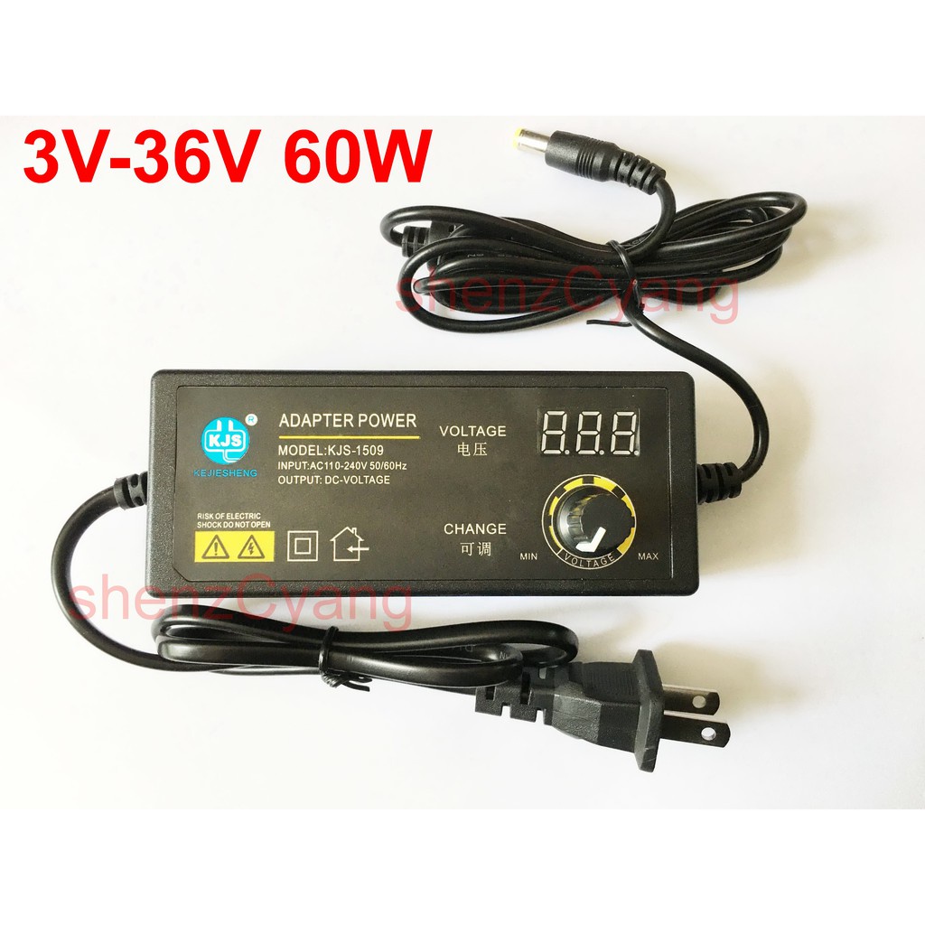 [READY STOCK] adjustable ON/OFF Adapter 3V -36V 1.7A 60W of voltage 3V ...
