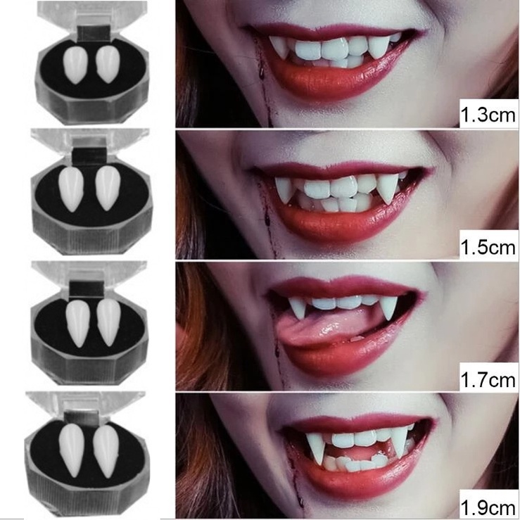 4 size Vampire Teeth Fangs Dentures Props Halloween Costume Props Party ...