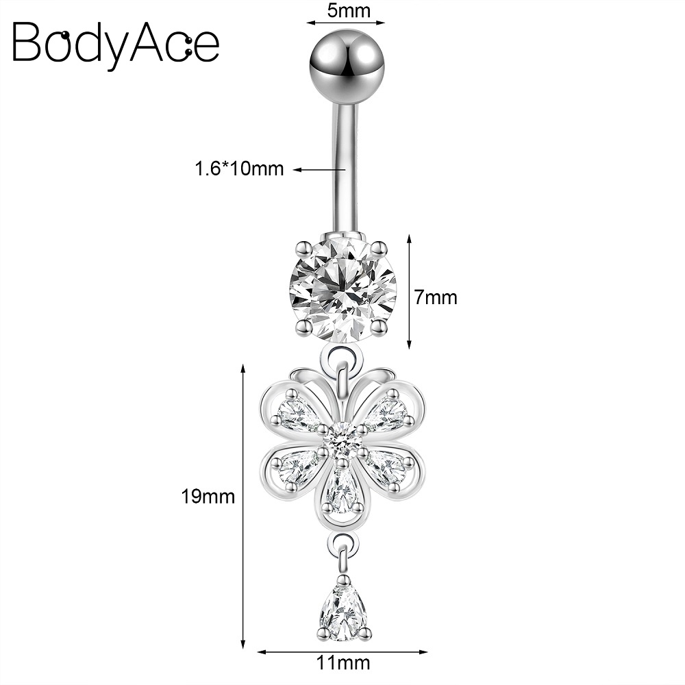 Bodyace Butterfly Navel Rings Silver Belly Button Rings Stainless Steel ...