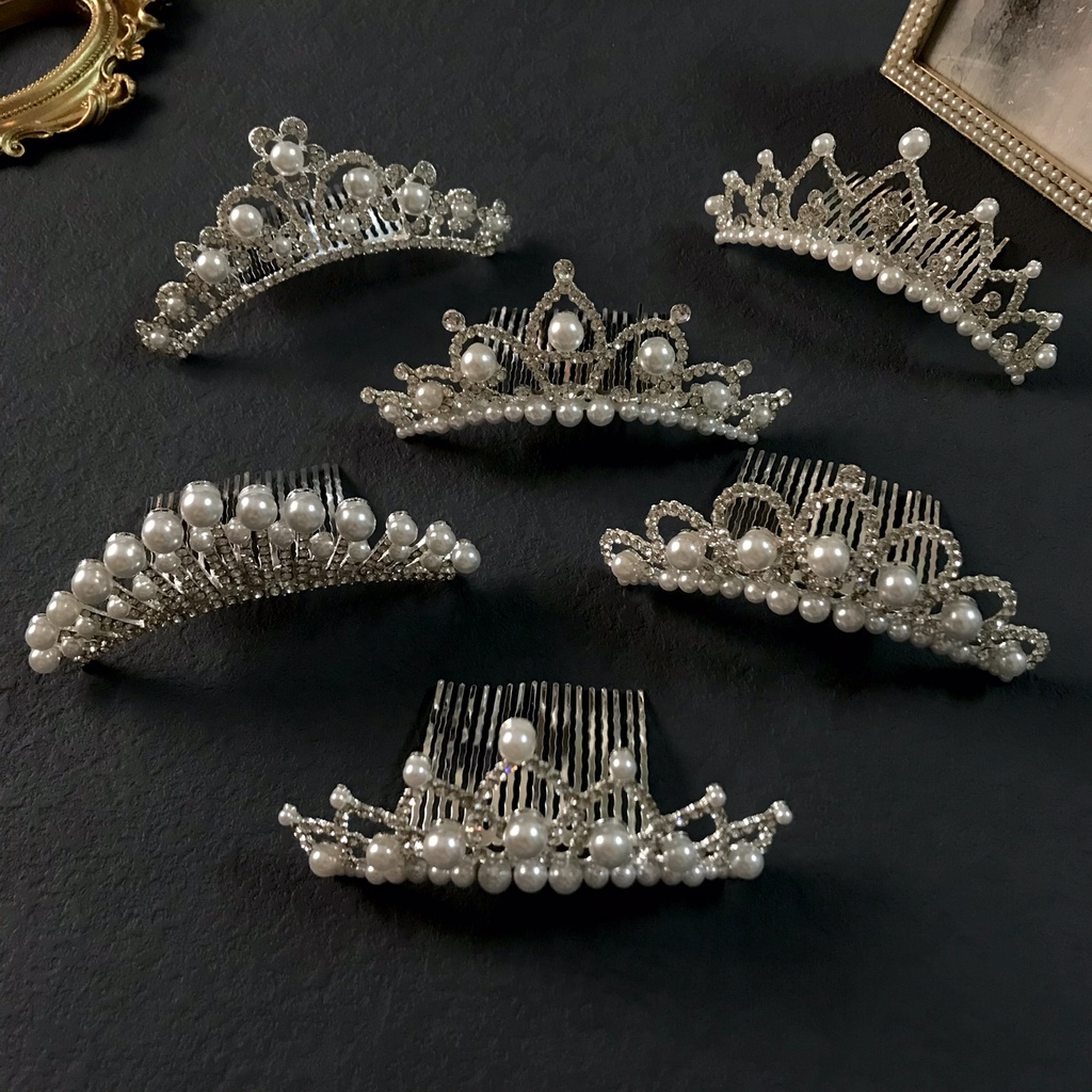 MISS LIN'S STUDIO Princess Crown Wedding Tiara Comb Hair Accessories ...