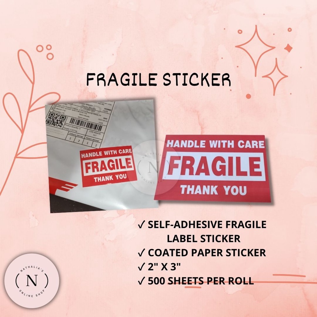 FRAGILE STICKER 2" X 3" 500 SHEETS PER ROLL | Shopee Philippines