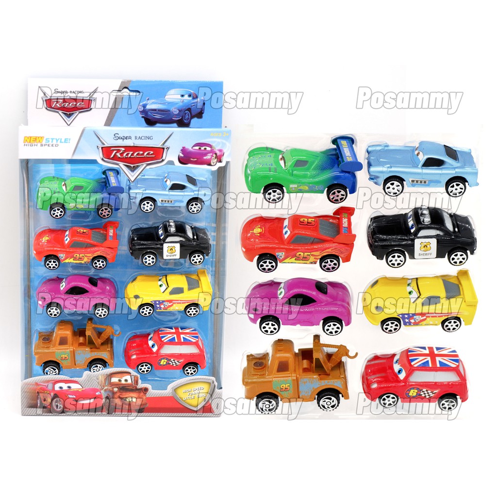 Super Racing 8-in-1 Pixar Car Set Pull Back Cars Play Set | Shopee ...