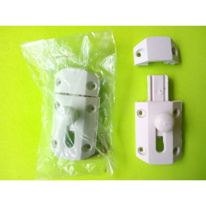 PUTIH Cgp PVC Latch Bathroom Door Lock Latch WC Toilet Latch Slot White ...