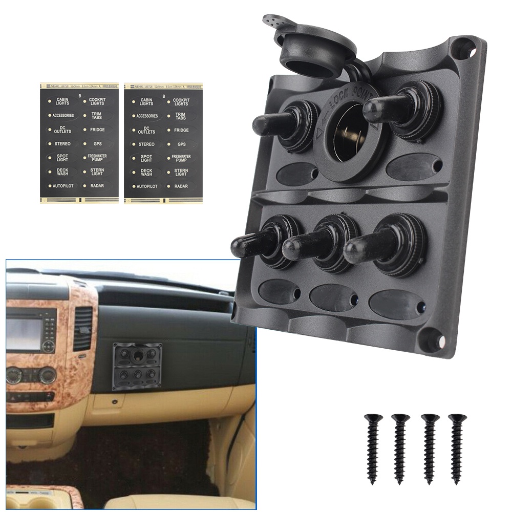 Car Marine LED Rocker Switch Panel Interior Accessories 5 Gang DC 12v ...